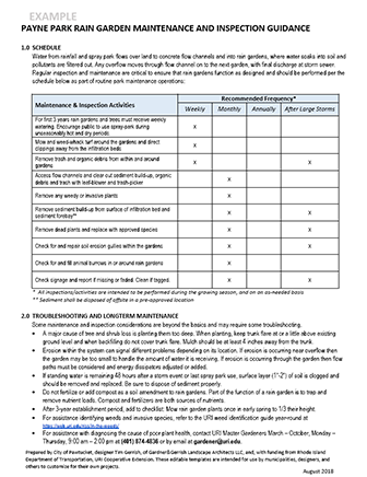 Payne Park: Example Rain Garden Management Plan | Rhode Island ...