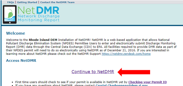 RIPDES Electronic Reporting: NetDMR | Rhode Island Department of ...