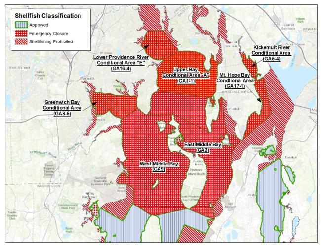 Heavy Rain Forces Closure of Shellfish Areas in Bay | Rhode Island ...